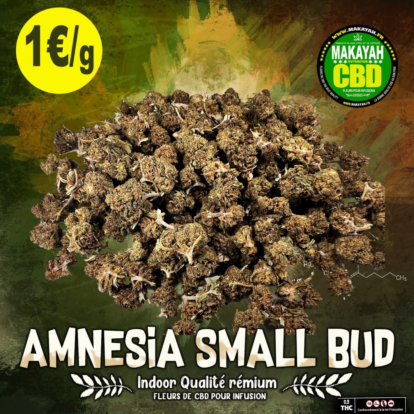 AMNESIA Indoor Small Bud Fleurs de CBD ****** 1€/G - Makayah